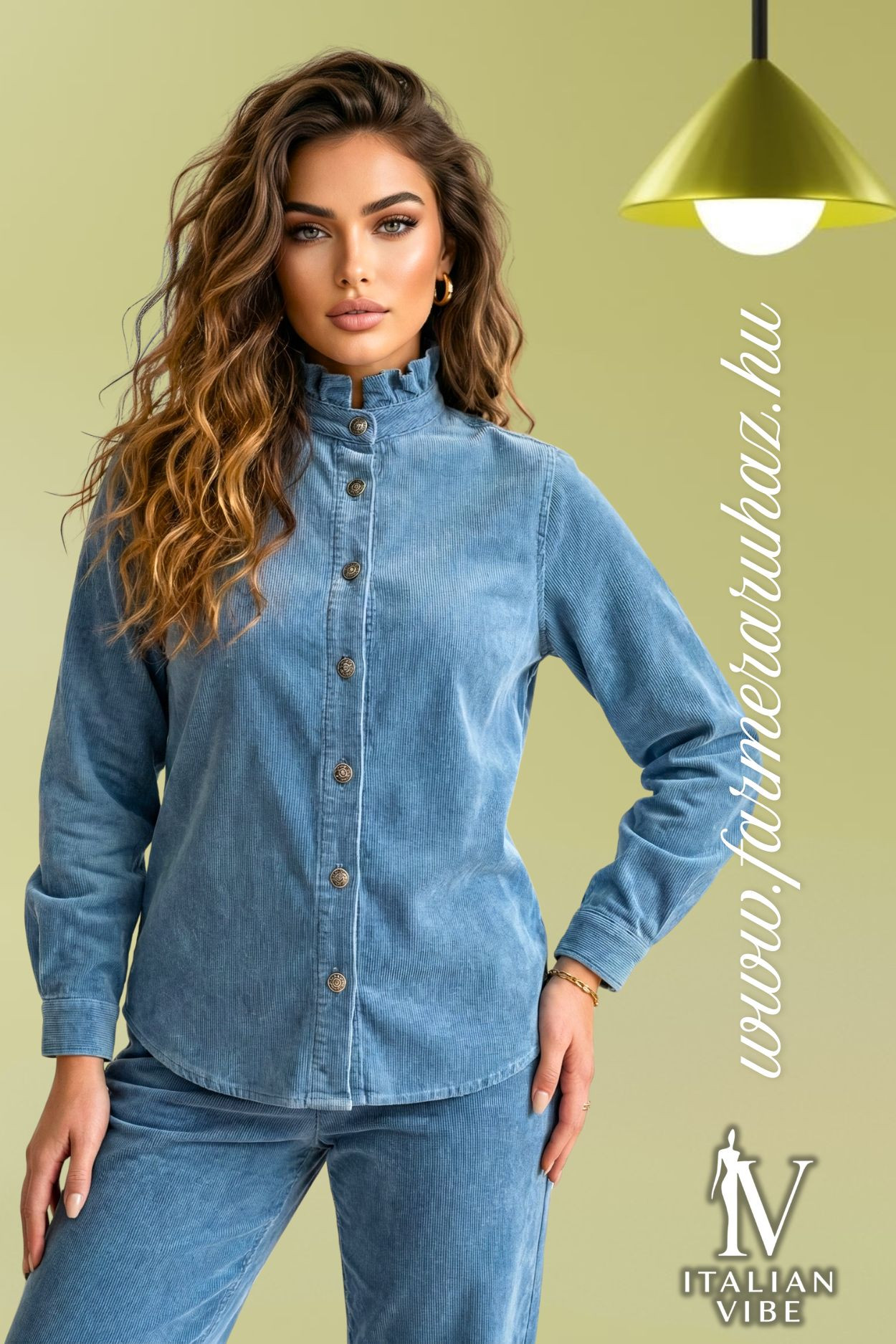 Italian Vibe női álló galléros farmer ing 2610032 | Italian Vibe 2026 ...